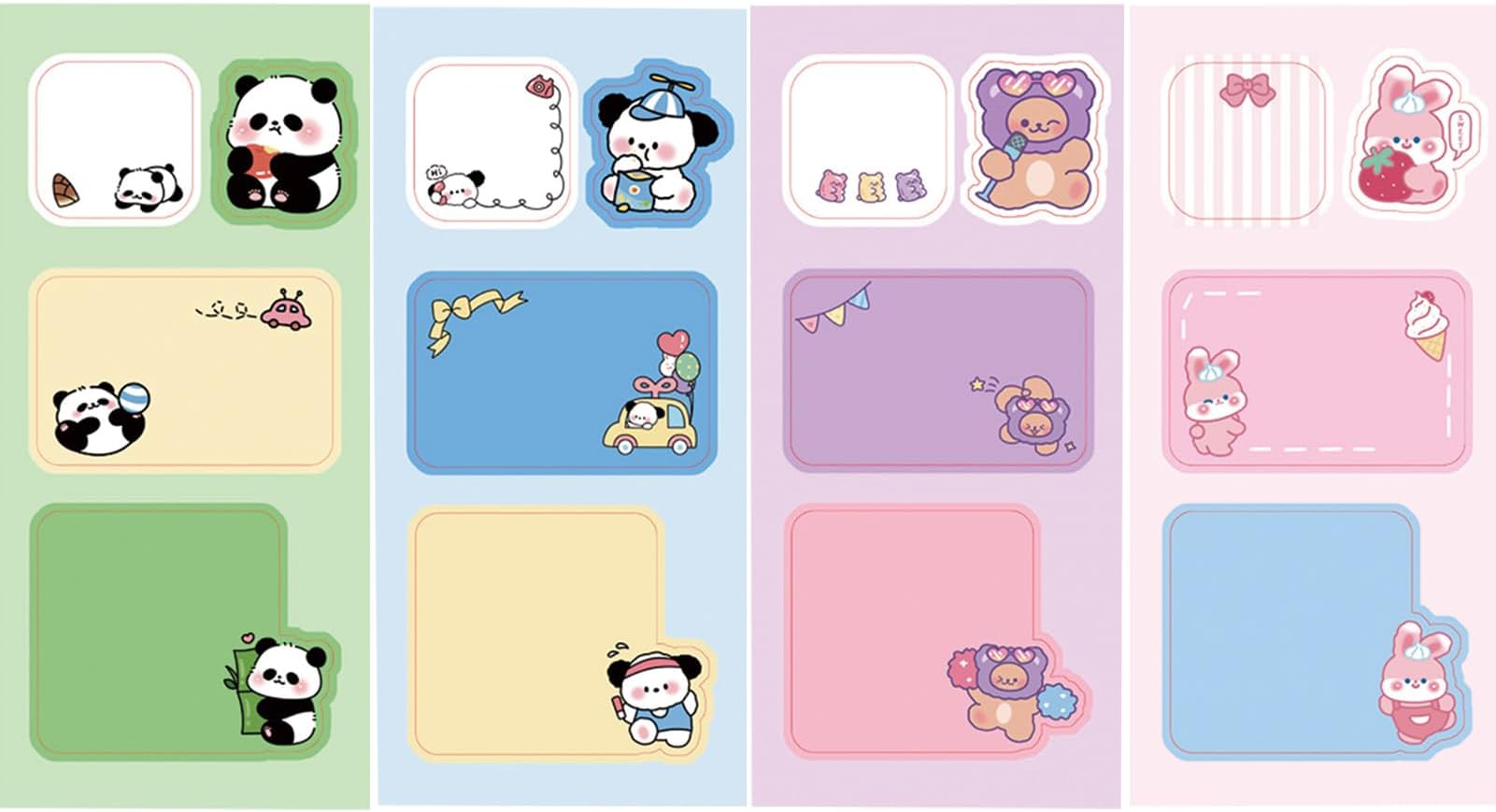 Amazon.com : MAHONLIEN Cute Cartoon Animal Self Sticky Notes,4 Pack ...