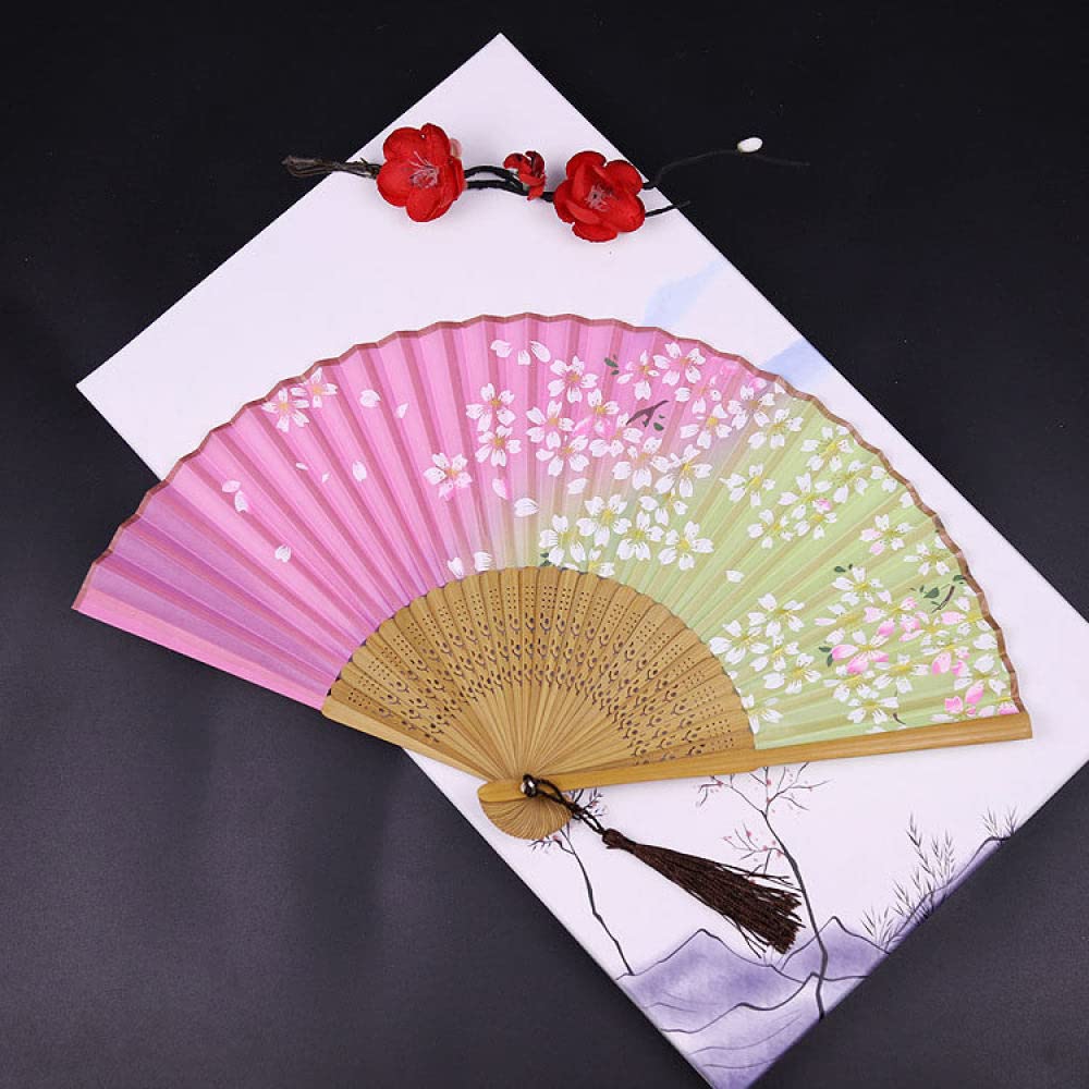 New Japan Dance Fan Pink And Green Cherry Blossom Pattern Where To