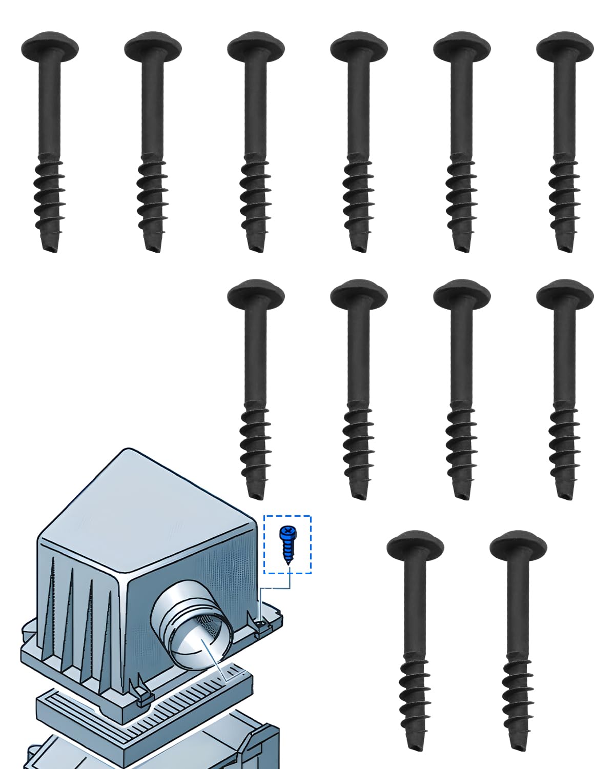 JUWEVAZU 12pcs Fit for BAS01004 Aftermarket Air Box Screw Bolt Fit for ...