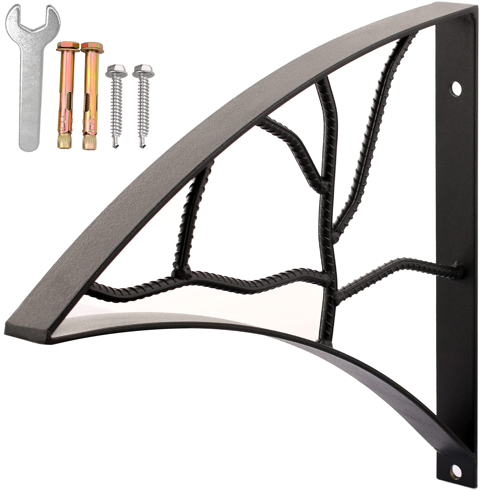 Buy SPACEUP Handrail 1-2 Steps Porch Handrail Black Wrought Iron ...
