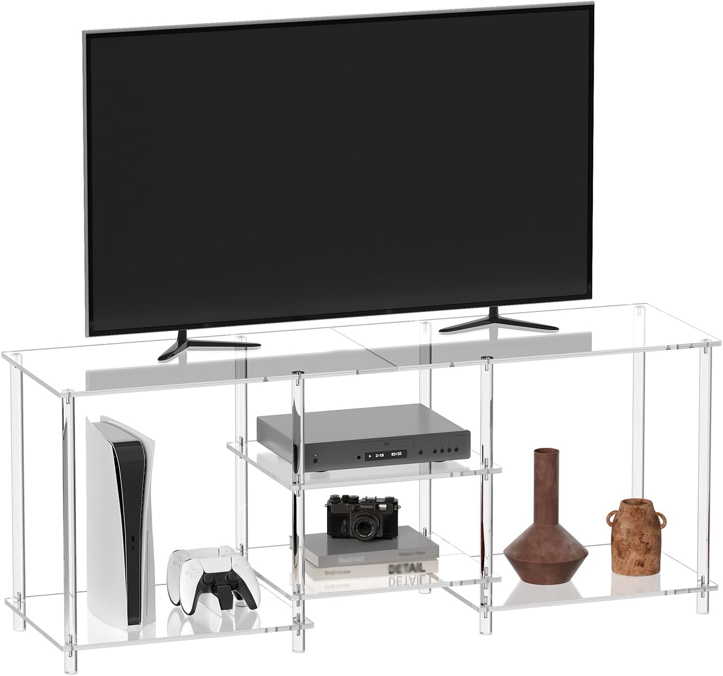 Amazon.com: Eglaf Acrylic 55 Inch TV Stand - 3-Tier Entertainment ...