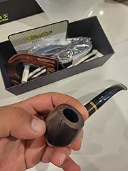 Scotte Tobacco Pipe Handmade Ebony Wood Root Smoking Pipe Gift Box and ...