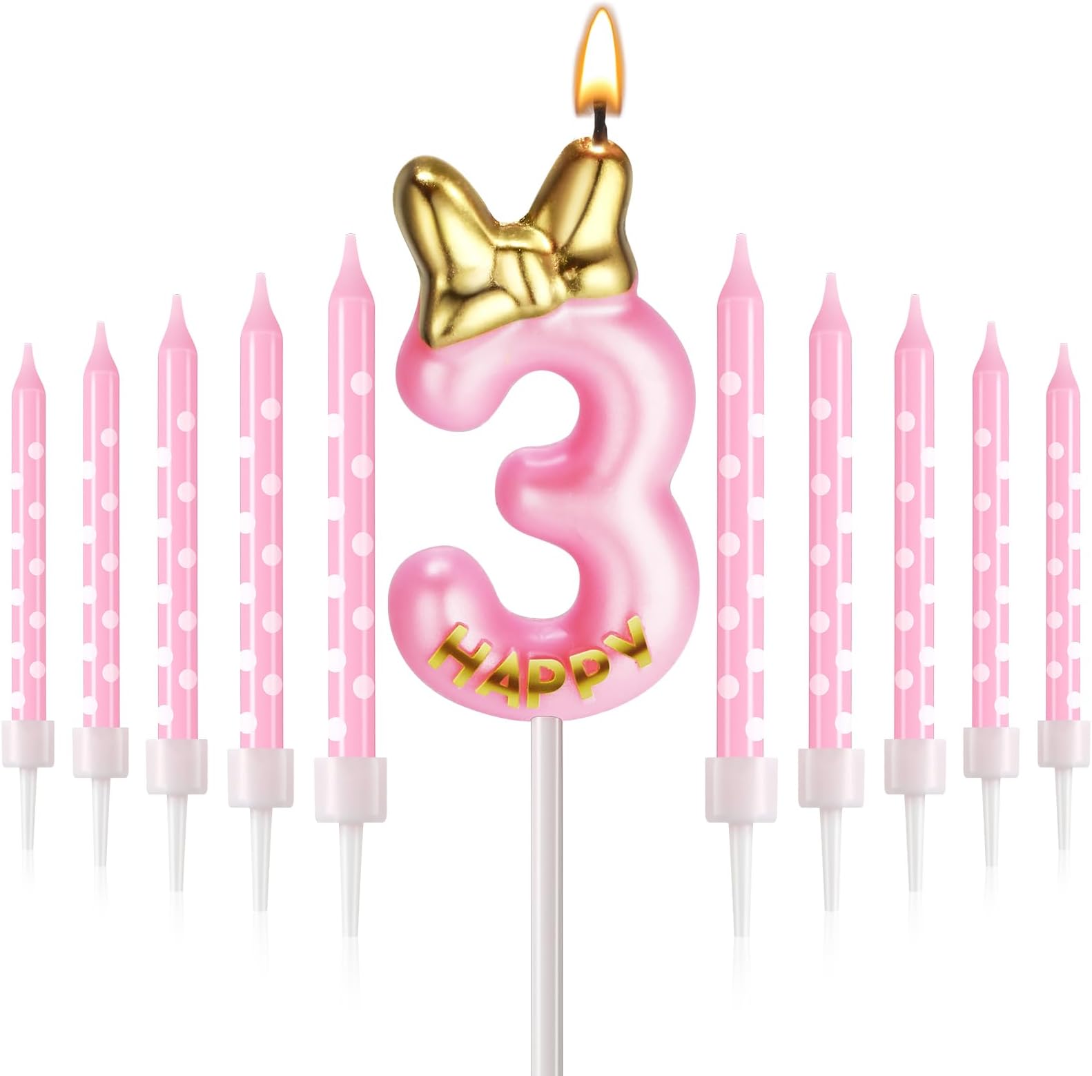 Amazon.com: Birthday Candle Number Girls 3 Inch Hot Pink Candle and 6 ...