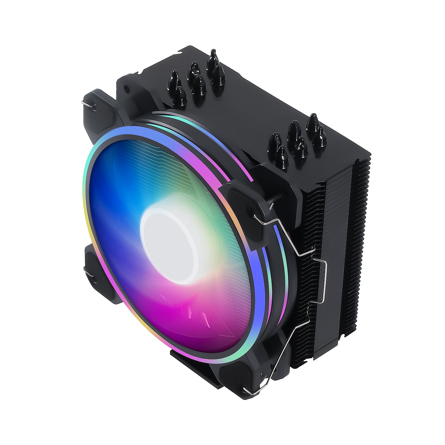 Snapklik.com : TB100 Black CPU Air Cooler, 120mm RGB Fan, 220W TDP, 6 ...