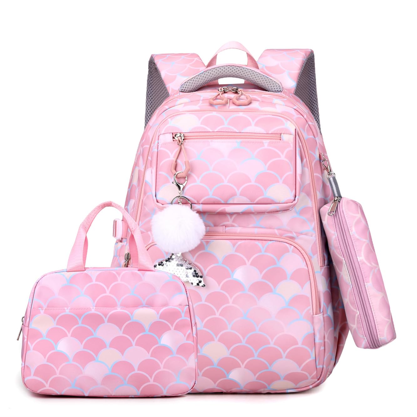 Amazon.com | EKUIZAI 3PCS Mermaid Backpack for Girls Fish Scale Print ...