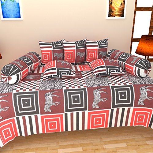 CEAZER COTTON DEWAN SET (1 BED SHEET,5 COUSION COVERS ,2 BOOSTERS ...