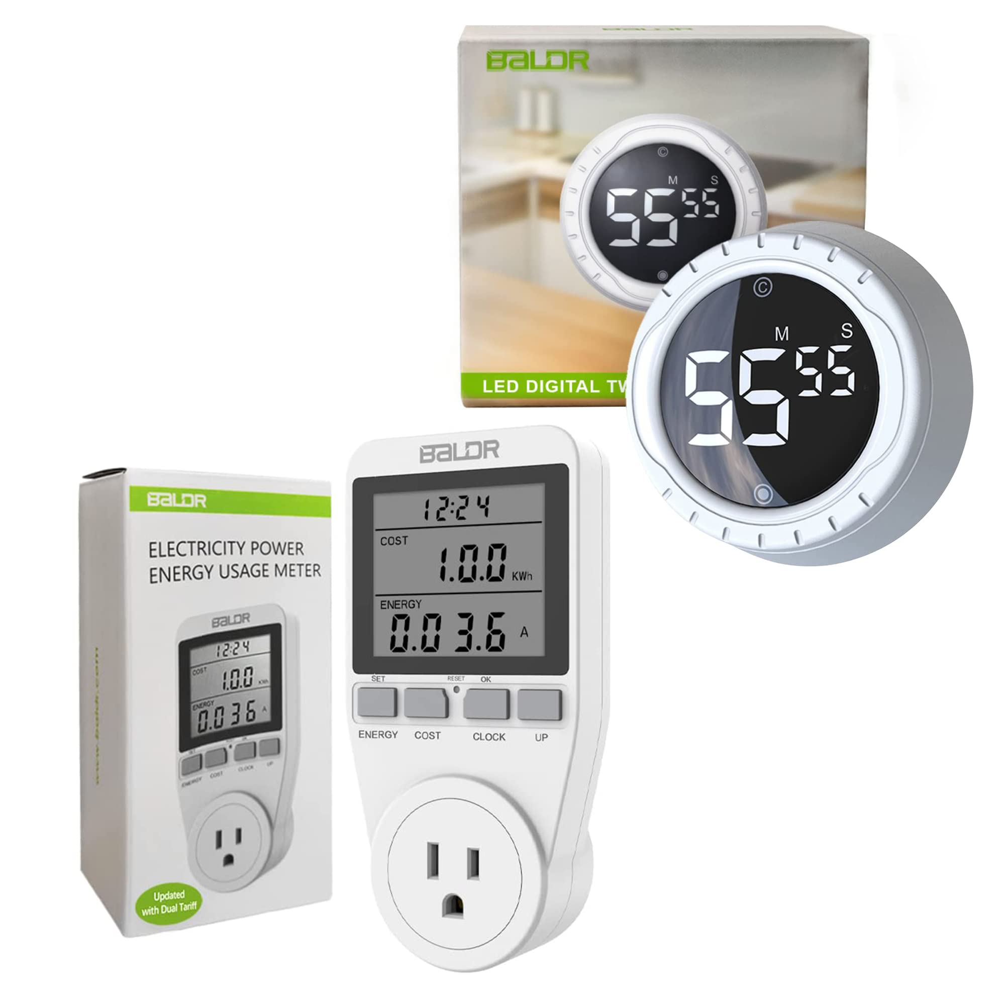 BALDR Home Energy Monitor & Kitchen Timer Bundle: Smart Solutions for Efficiency - Amazon.com