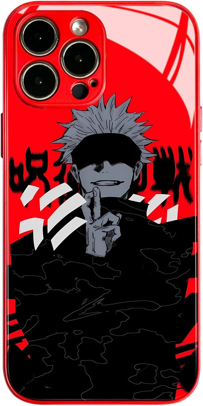 Amazon.com: Akatxezy Red Anime Case for iPhone 13 Pro Max, 9H Tempered ...