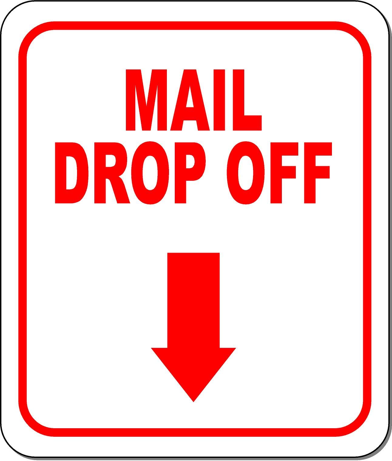 Amazon.com: MAIL DROP OFF DIRECTIONAL DOWNWARD ARROW RED Aluminum ...