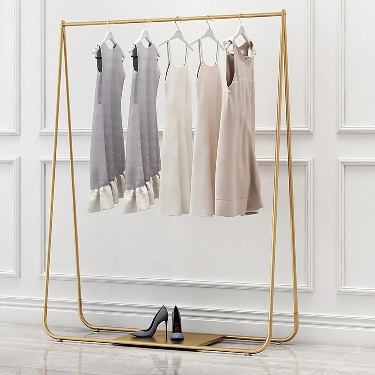Gold Metal Clothing Rack Retail Entryway Shop Coat Hanger Commercial ...
