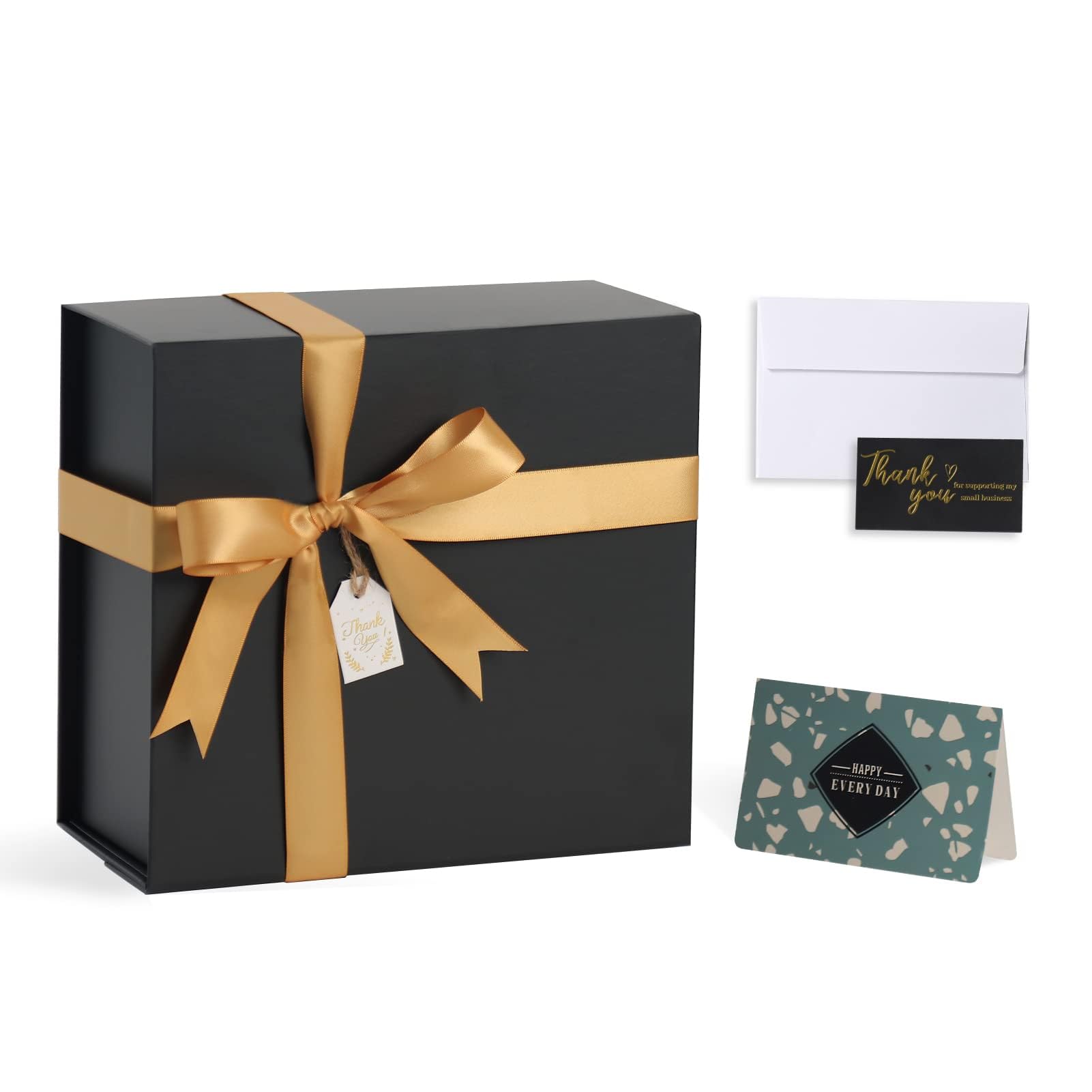 Gift Boxes with Lids for Present, Small Black Gift Box with Ribbon ...