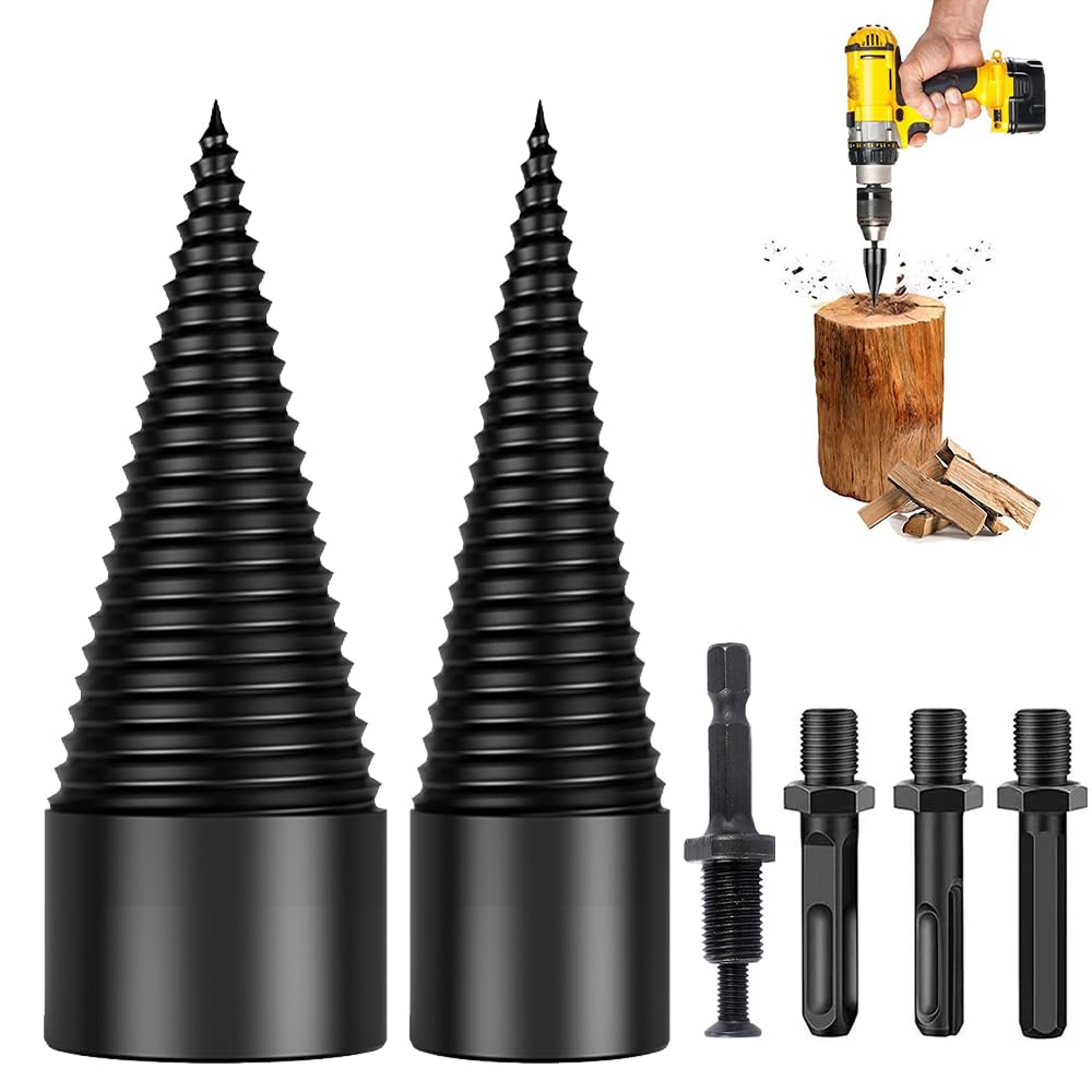 Afenau Brennholzbohrer, 42mm + 32mm Profi Bohrer Holzspalter mit 4 ...