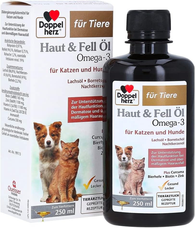 Doppelherz for Animals Skin & Fur Oil for Cats and Dogs 250ml PZN ...