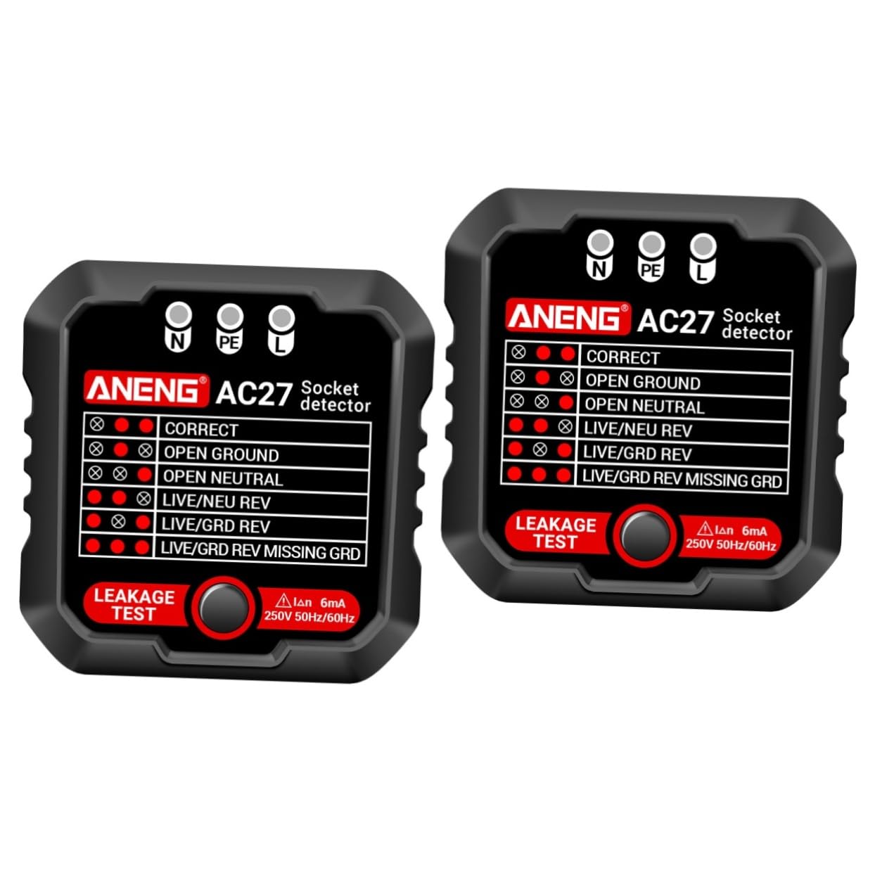 SOLUSTRE 2pcs Power Outlet Tester Black Electrical Outlet Plug Tester ...