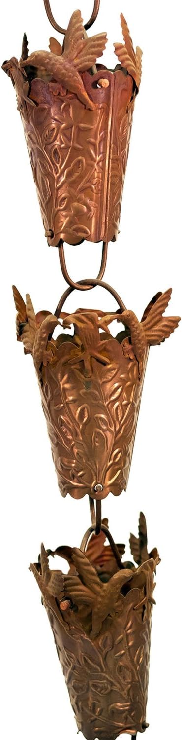 Amazon.com : Nutshell Stores Hummingbird Theme Copper Rain Chain with ...
