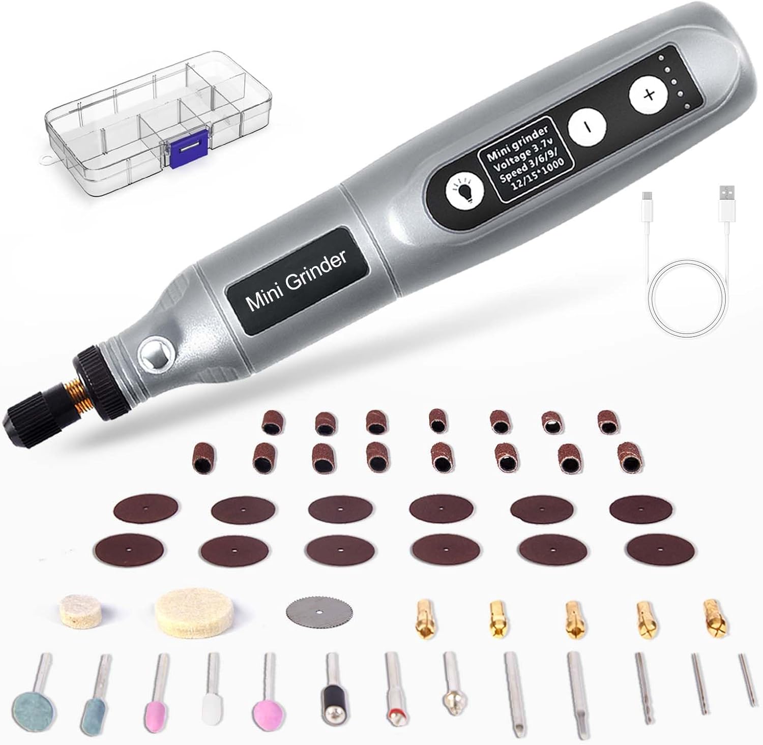 Cordless Mini Rotary Tool Kit - 5 Speed Adjustment USB Rechargeable ...