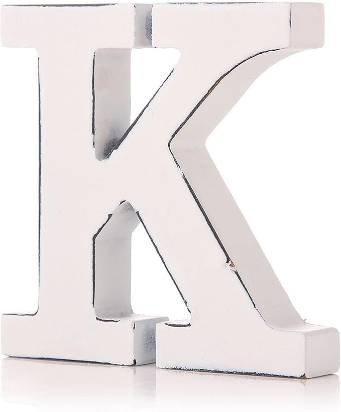 Vintage White Wooden K Letter by giftwarez : Amazon.co.uk: Baby Products