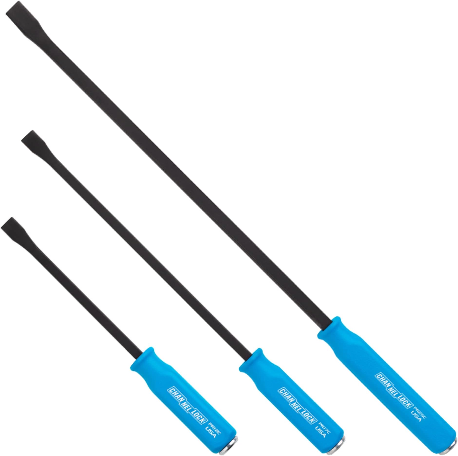 CHANNELLOCK 3pc Professional Pry Bar Set w/ 12, 17, and 25-inch Pry Bars, Made in USA, Molded 4 ...