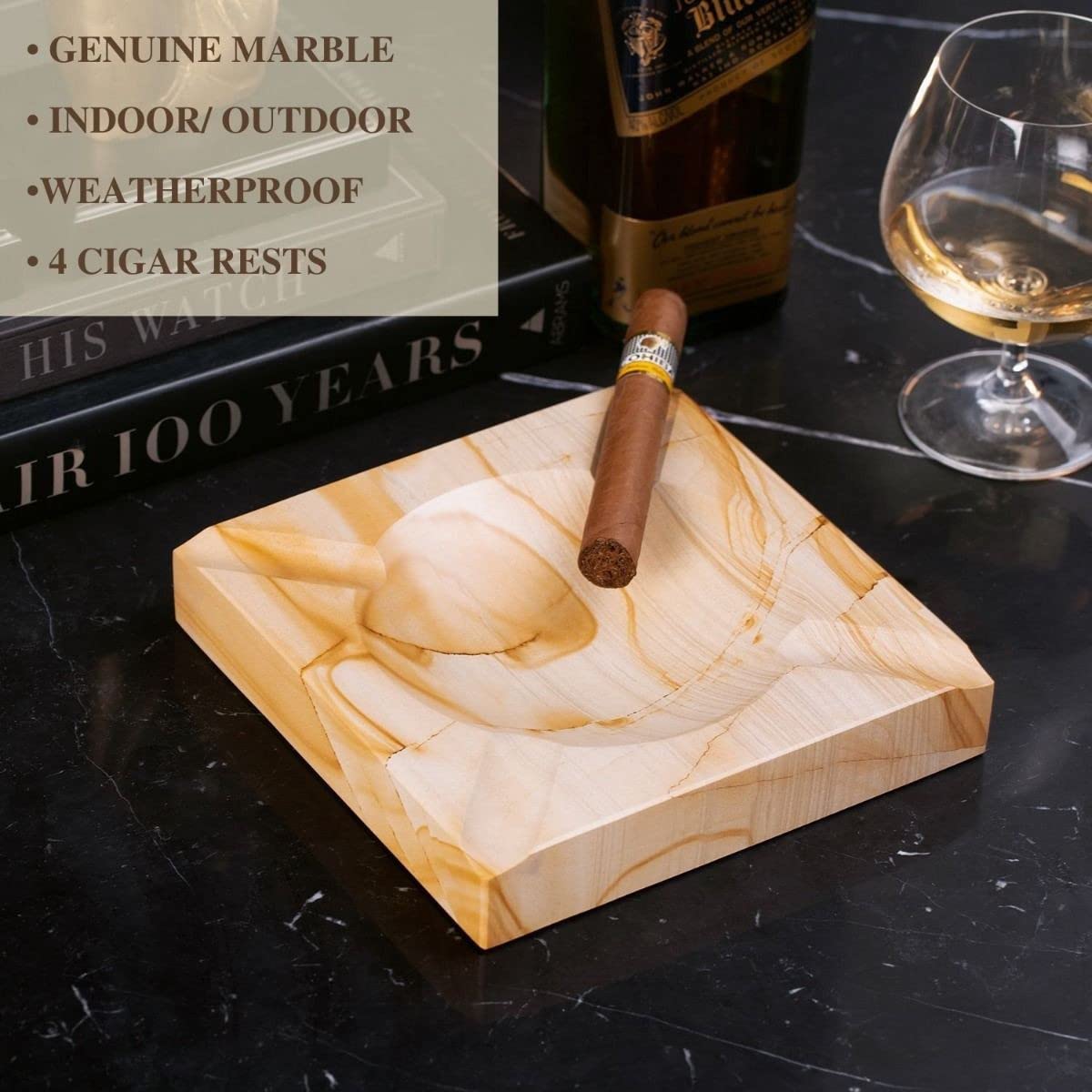 Marble & steel luxury Cigar Tray, Unique marble Cigar Ashtray, Cigar ...