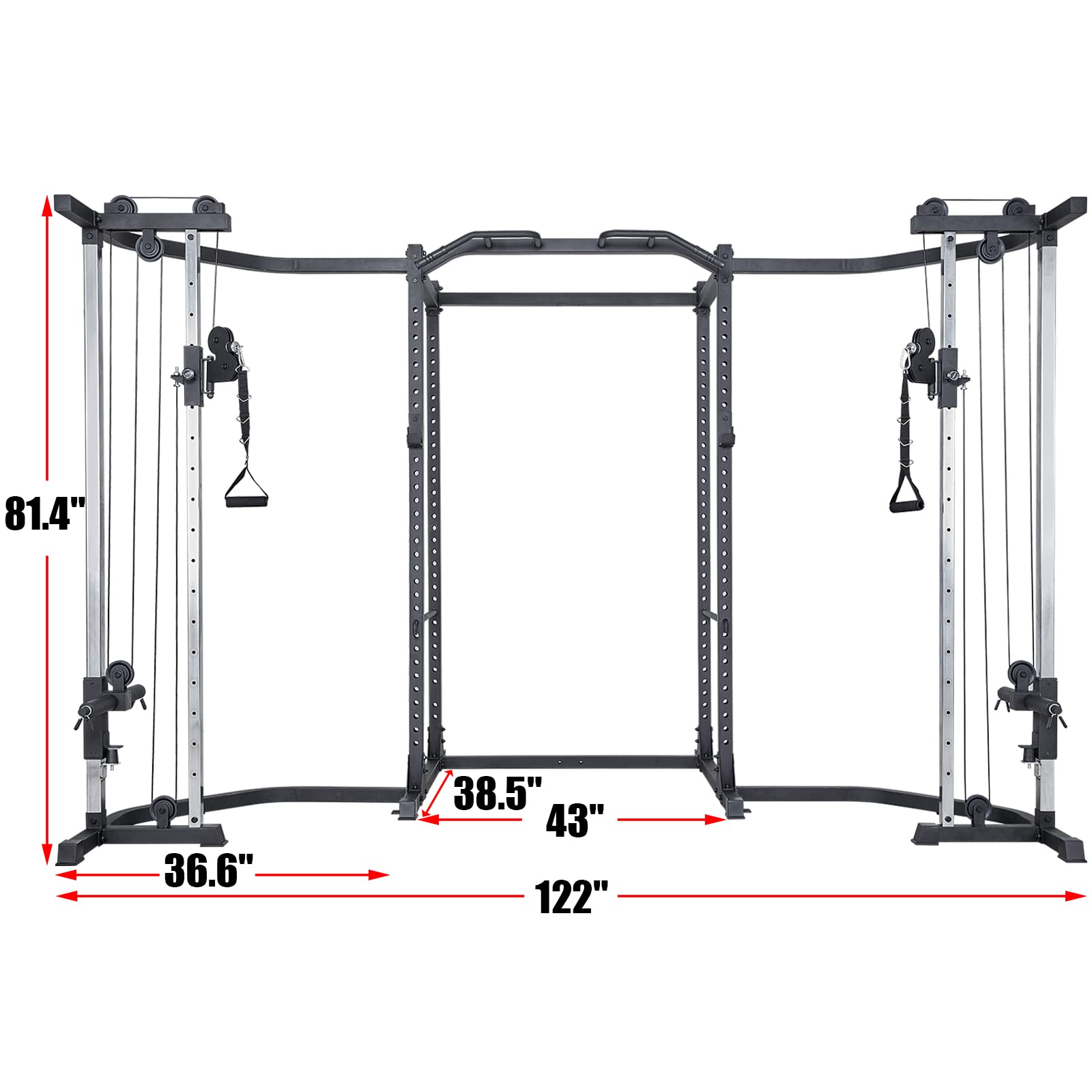 Buy papababe Power Cage, Squat Rack with Cable Crossover Machine Power ...