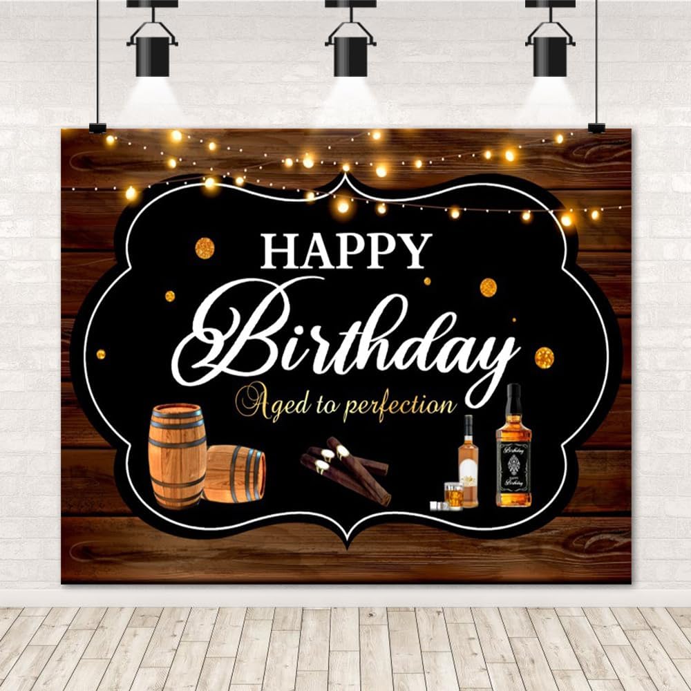 Amazon.com : Whiskey Backdrop for Birthday Party Decorations for Men ...
