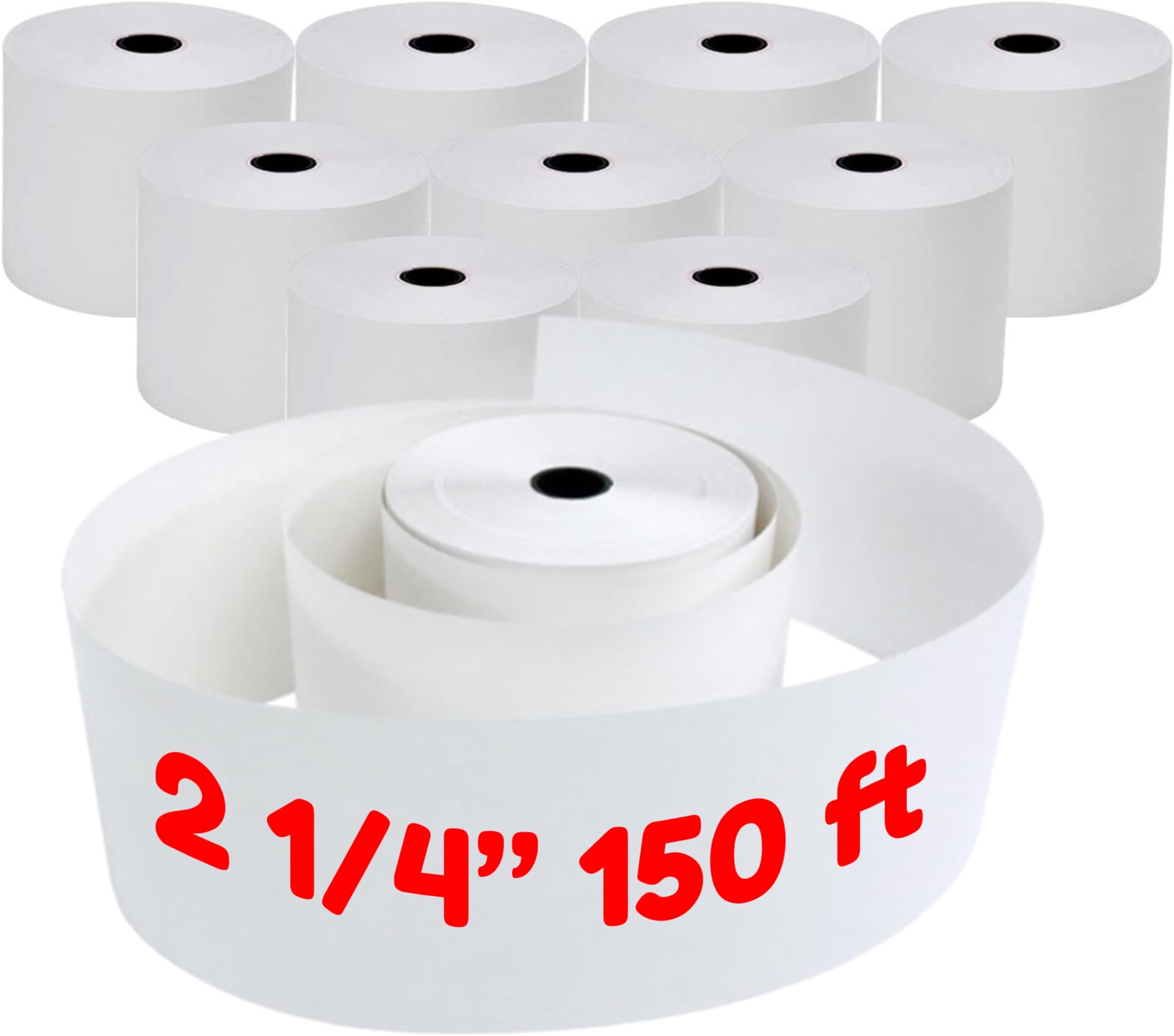 Amazon.com : Pokanic 2 1/4 x 150 ft 1 Ply Bond White Paper Rolls 2.25 ...