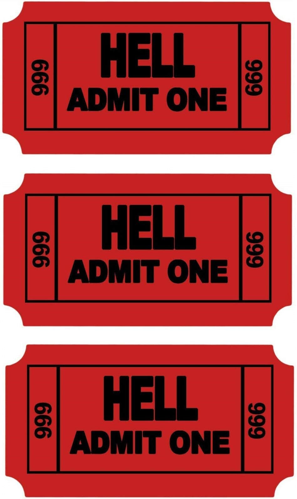Amazon.com: StickerJOE Ticket to Hell Funny Cool Sticker 3.5" X 2 ...