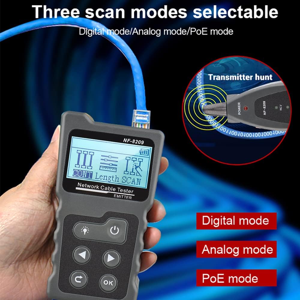 Network Cable Tester, KKnoon Wire Tracker PoE Checker Inline PoE ...