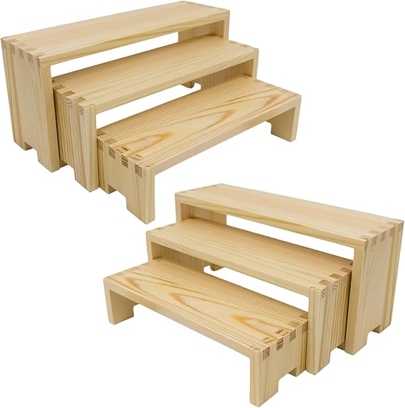 Amazon.com: Yikaroeli Display Risers-3 Tier Wood Risers Decorative ...