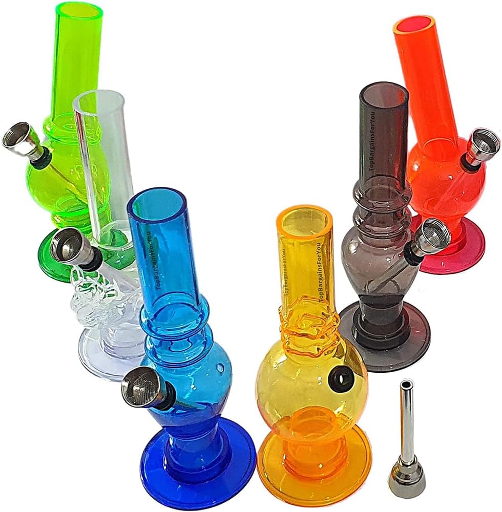 BML Copper Top Acrylic Mini Bongs Water Pipes in Rasta/Clear Styles ...