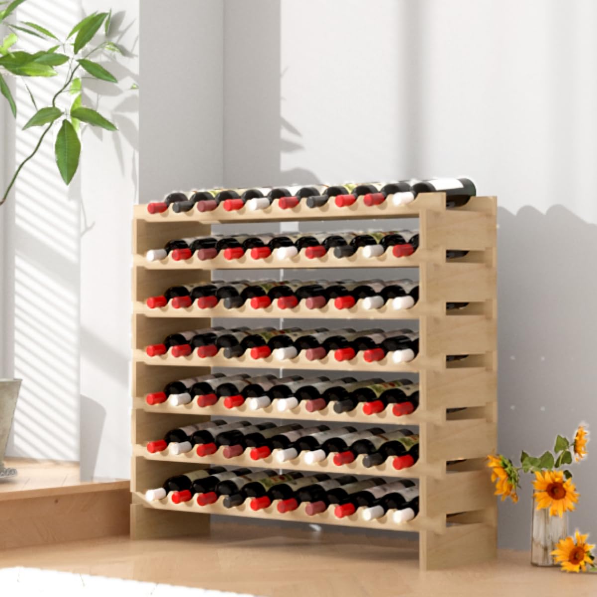 SDHYL 60 Bottles-6 Rows Stackable Modular Wine Holder Rack, Wine ...
