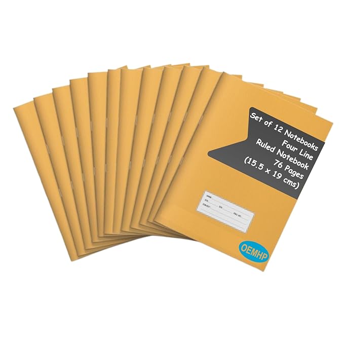 OEMHP Red and Blue Line Notebooks | Small Four Line Book | Pack of 12 ...