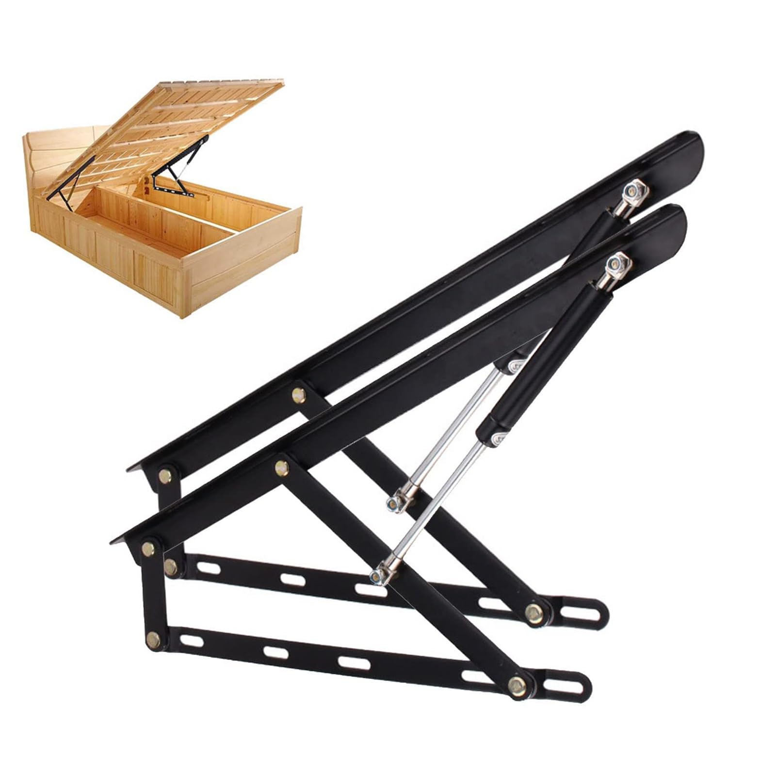 1 Pair Storage Bed Lift Mechanism Kit, Lift Up Storage Bed Frame Hinge ...