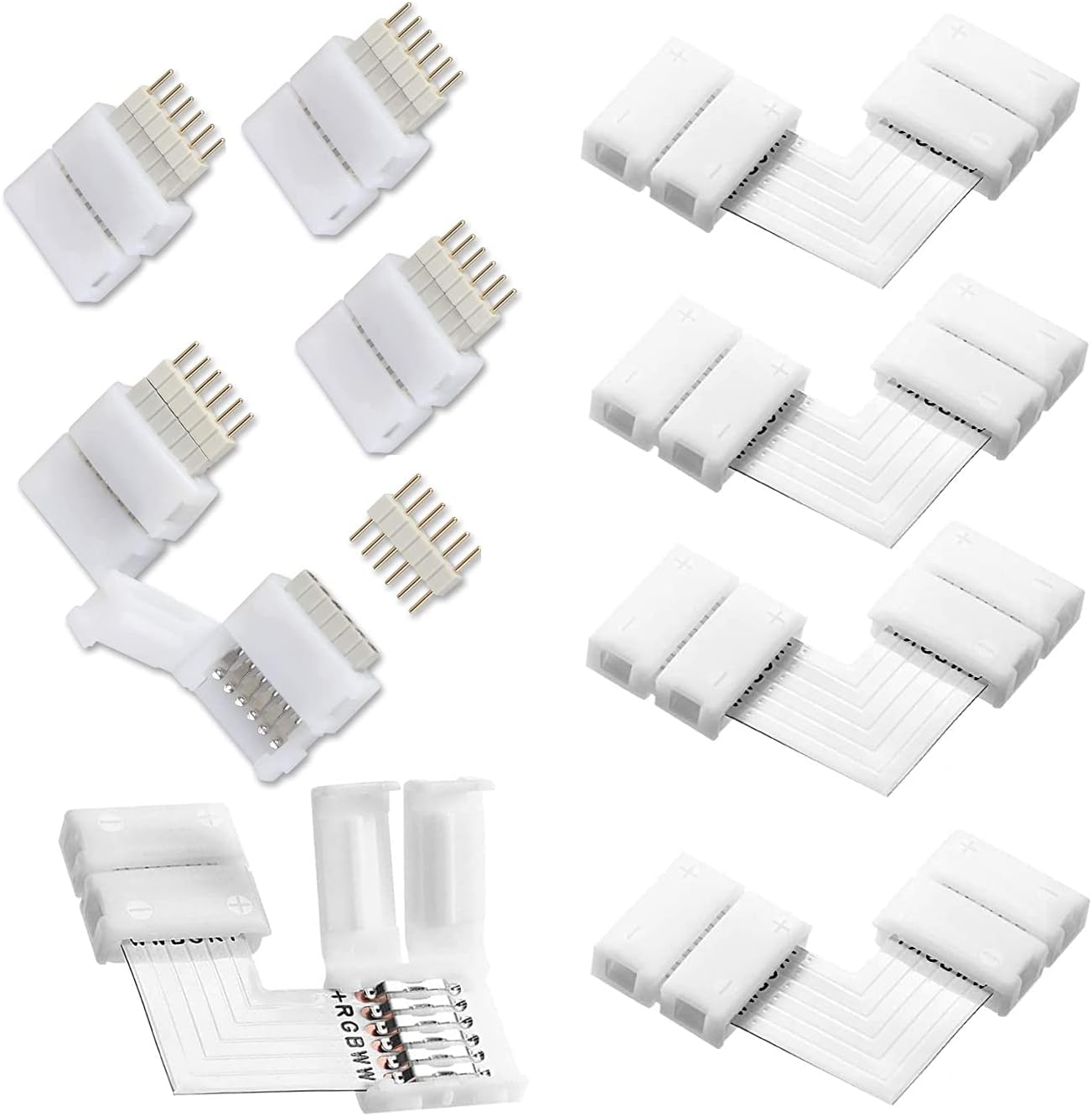 YAJIERUI 6Pin LED Strip Connector Kit,Include 5 PCS 6-Pin to Cut-End ...