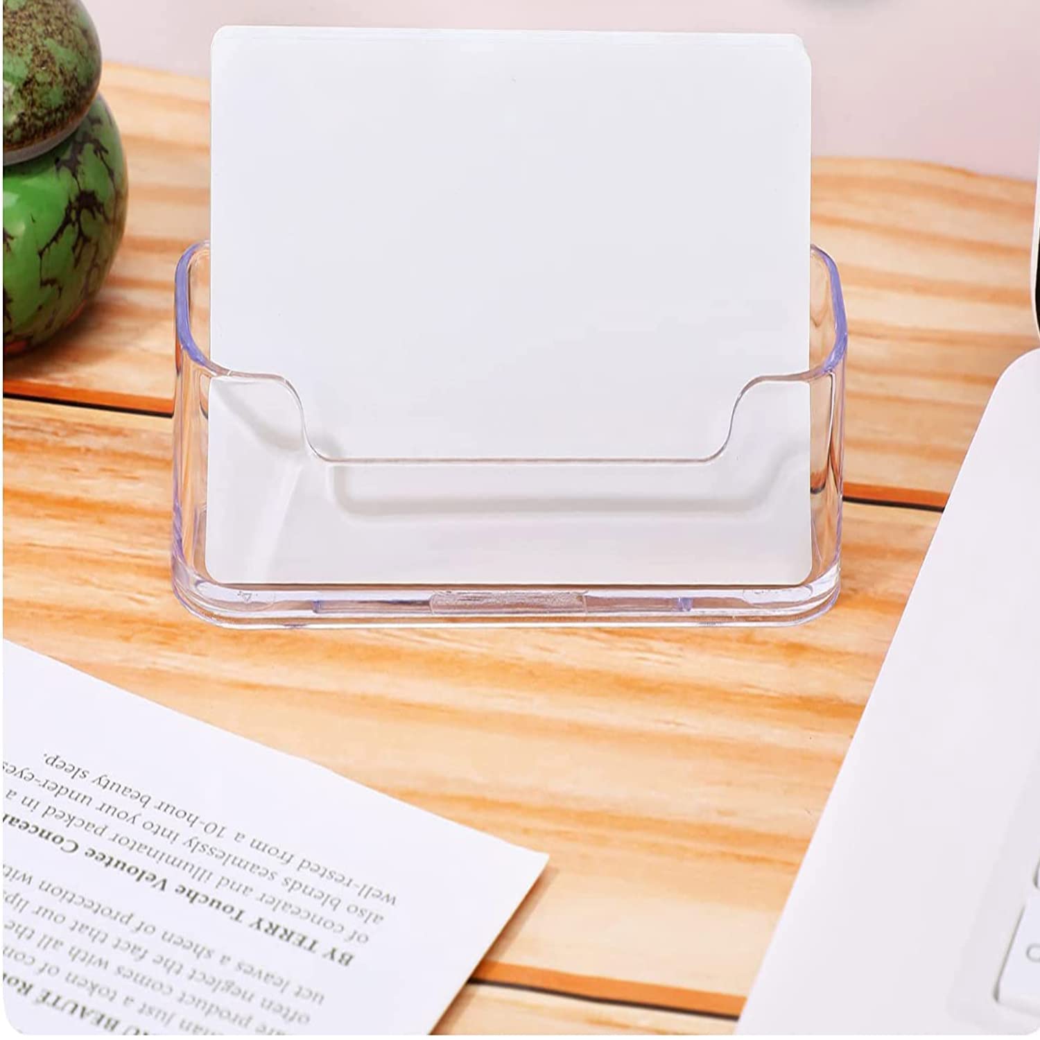 Clear Card Display Stands 4-Pack Clear Acrylic Business Card Holders ...