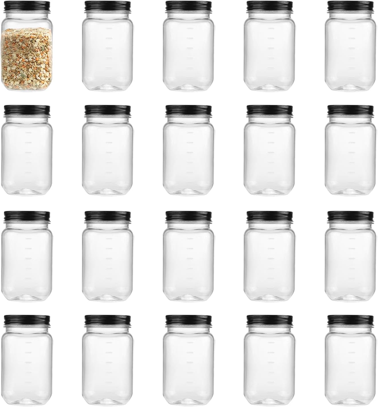 Amazon.com: OMNISAFE 16 Ounce Clear Plastic Mason Jars With Screw On ...