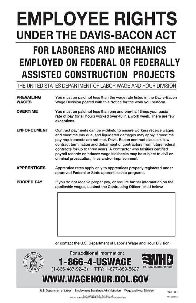 Amazon.com: Davis-Bacon Act Poster (E2200) : Office Products