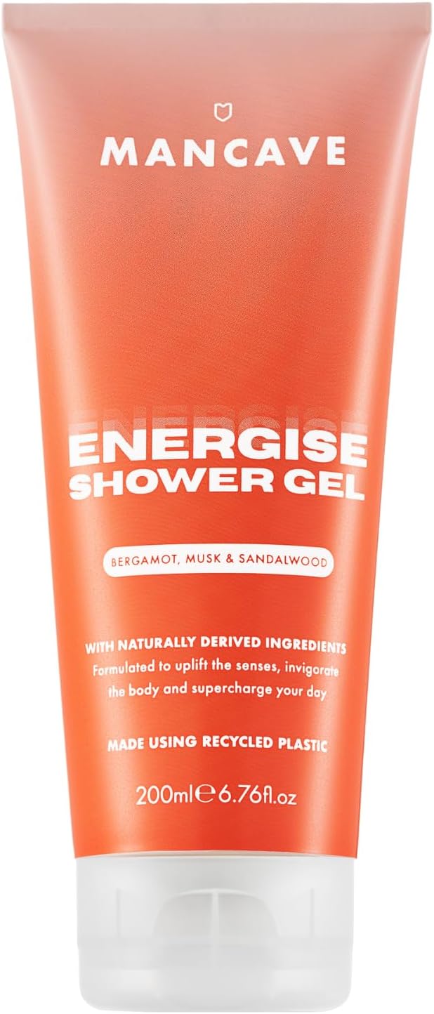 ManCave Energise Mens Shower Gel, 200 ml, Body Wash, Natural ...