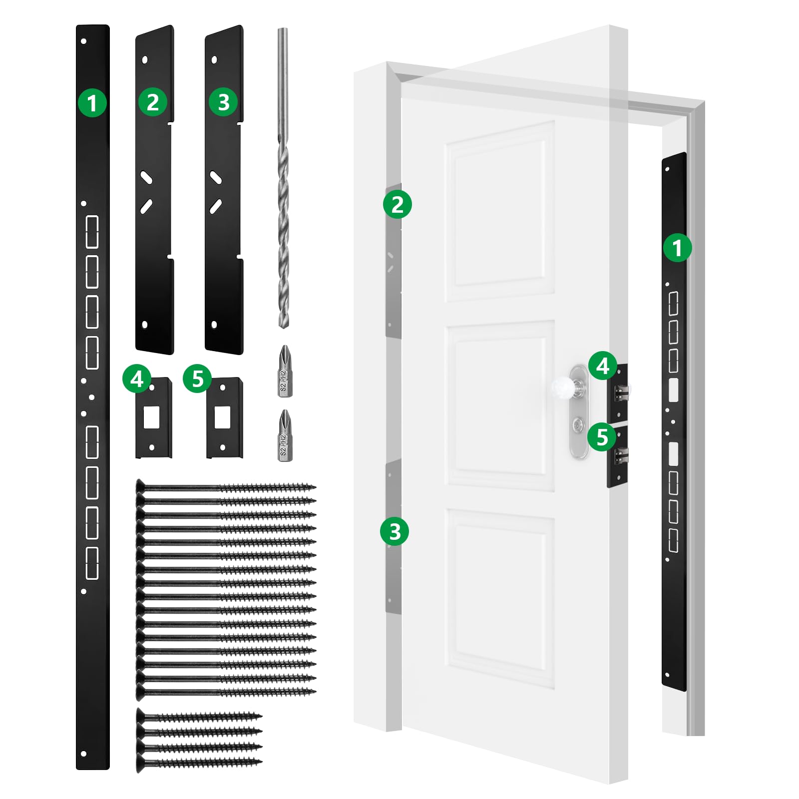 2024 Updated 46" Heavy Duty Door Reinforcement Set for Jamb, Frame ...