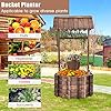Giantex Outdoor Wooden Wishing Well Bucket Flower Plants Planter Patio ...