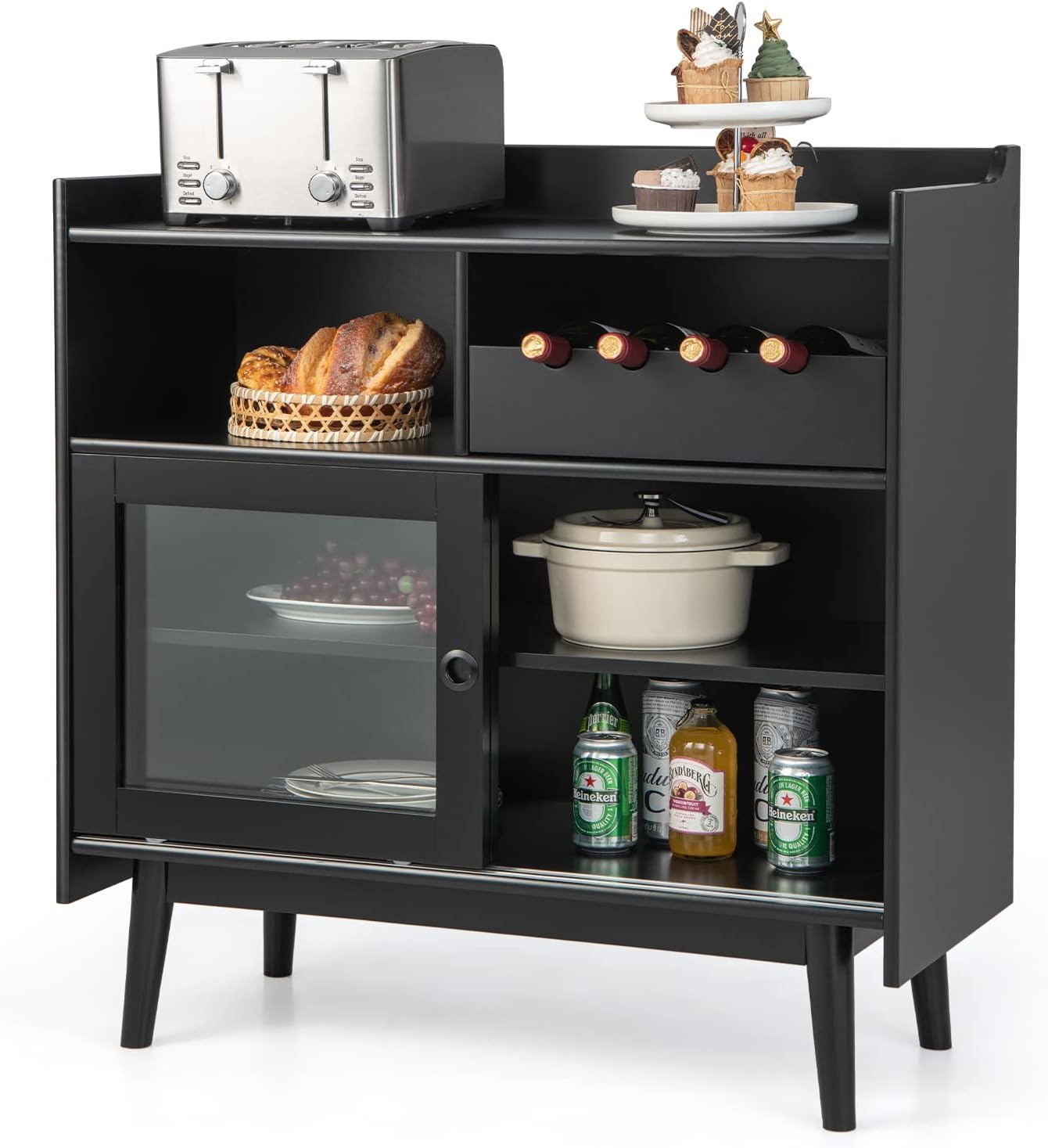 Amazon.com: Walker Edison Ronalin Modern Glass-Door Bar Cabinet, 20 ...