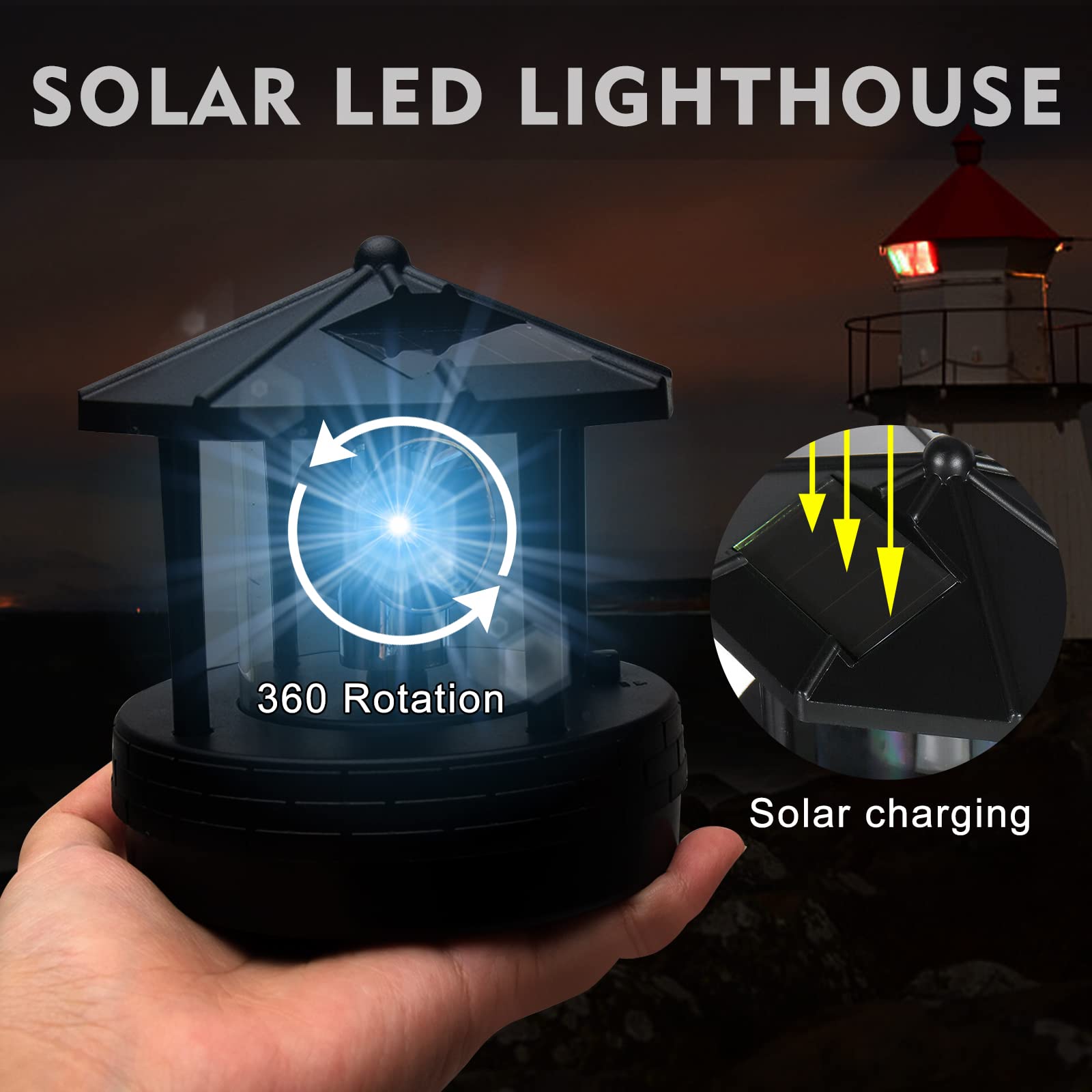 Snapklik.com : Solar Lighthouse, LED Solar Powered Lighthouse,360 ...