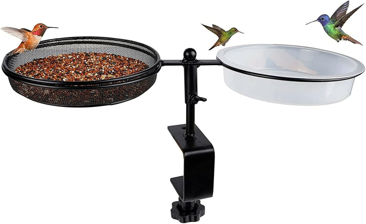 veonly Bird Feeder Deck Mount Bird Feeding Stand Detachable Bowl 2 in 1 ...