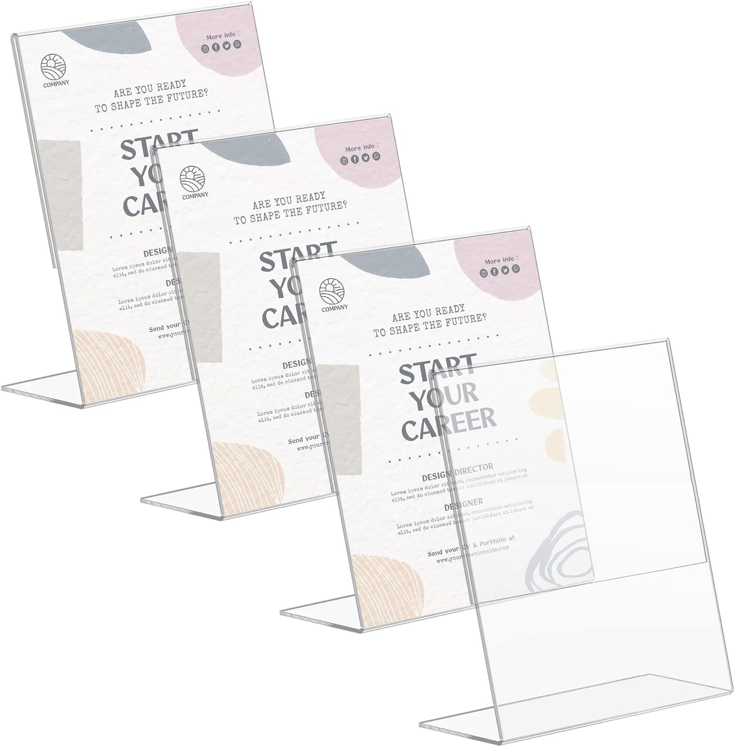 YXHZVON A5 Advertising Stand/L Stand, Pack of 4 Table Stands Slanted ...