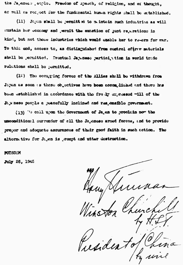 Amazon.com: Potsdam Proclamation 1945 Nthird And Final Page Of ...