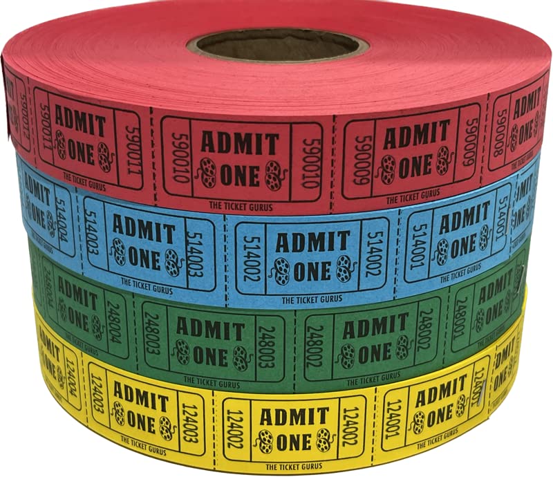 Amazon.com : The Ticket Gurus-(4) Rolls of Admit Tickets (2000ct per ...
