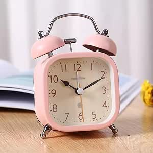 Amazon.co.jp: Alarm Clock Square Vintage Loud Twin Bell Alarm Clock for ...