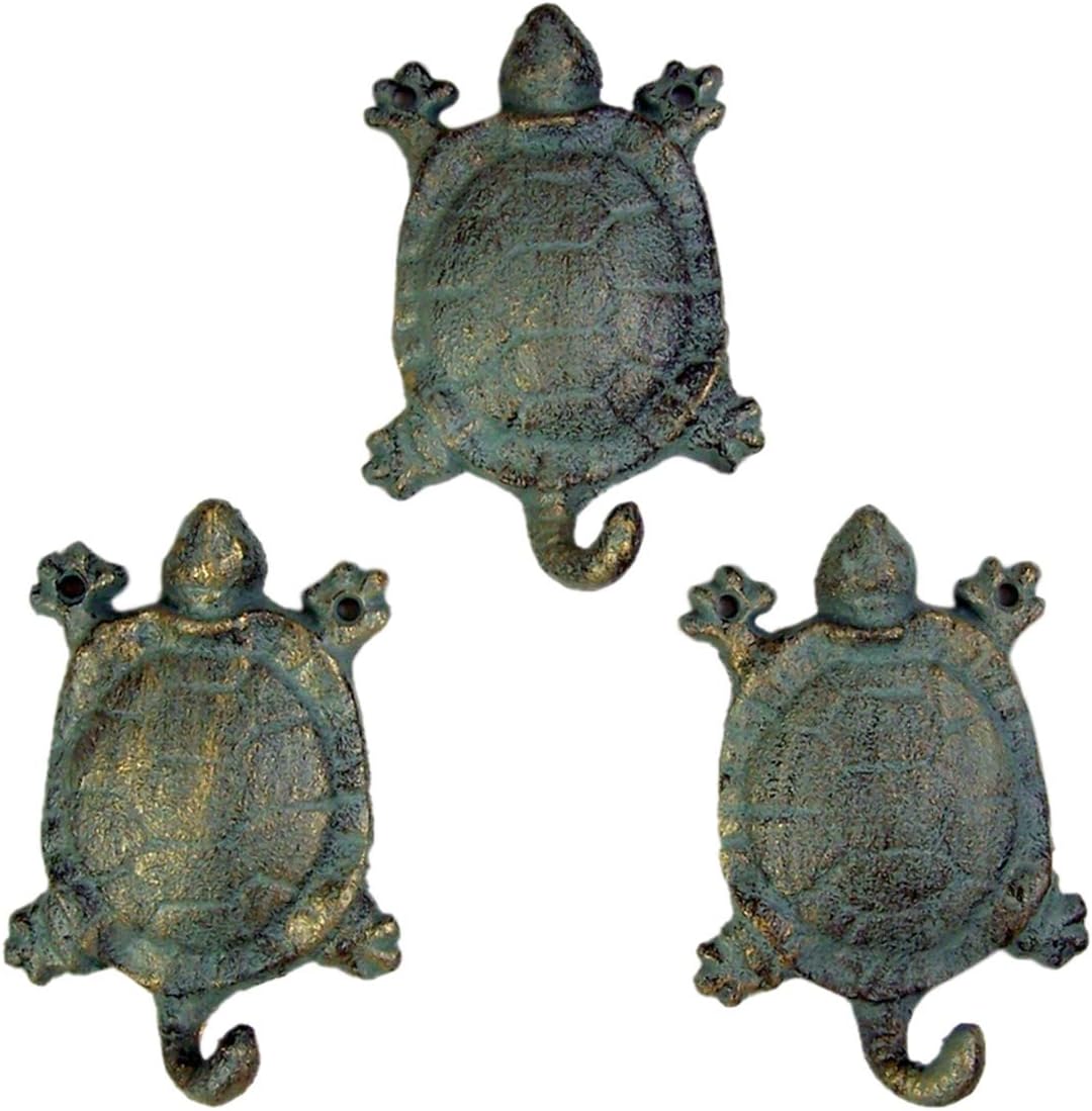 Amazon.com: Wowser Cast Iron Turtle Wall Hook Set, Nautical Home Decor ...