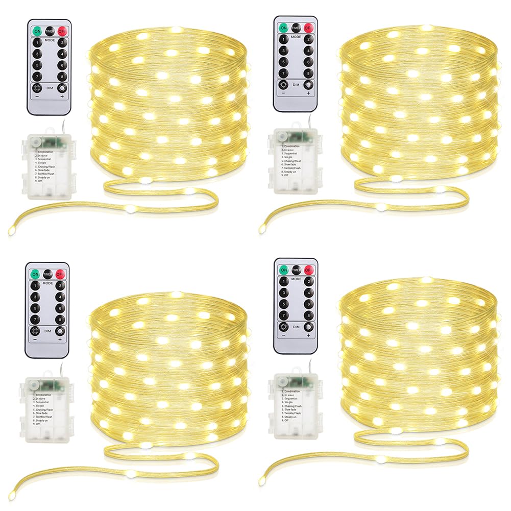 KepStars 16.5ft Battery Operated String Lights (4 Pack), 50 LED Fairy ...
