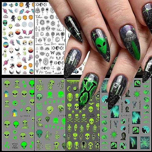 Amazon.com: Alien Nail Art Stickers: 3D Astronaut Space Alien UFO ...